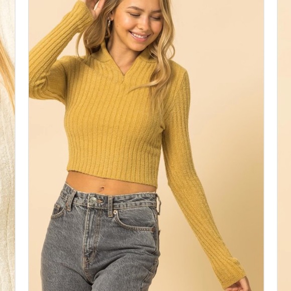 Tops | Half Zip Fitted Cropped Sweater | Poshmark